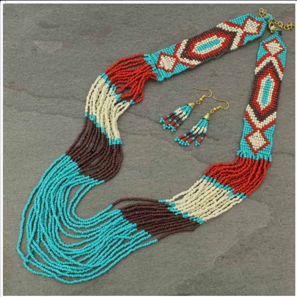 Jewelry | Geometric Shape Seed Bead Necklace Set | Poshmark